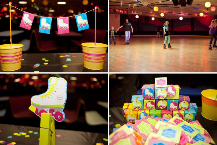 Kara's Party Ideas Neon Roller Skate Themed 11th Birthday Party | Kara ...