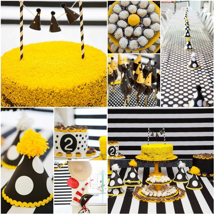 Kara's Party Ideas Black and Yellow Modern Hat Party | Kara's Party Ideas