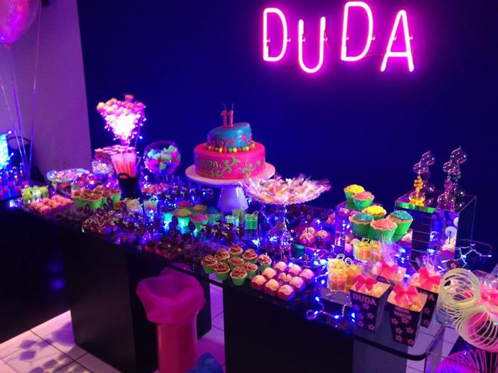 Kara's Party Ideas Neon Themed 11th Birthday Party | Kara's Party Ideas