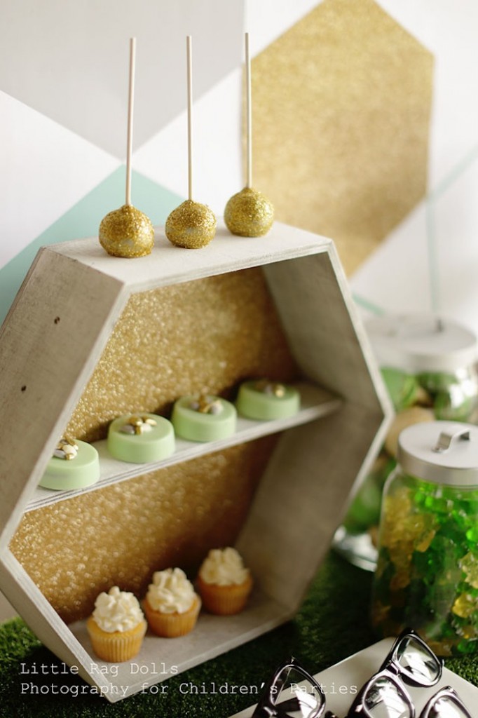 Kara's Party Ideas Geometric Green, Gold & Grey Birthday Party | Kara's ...