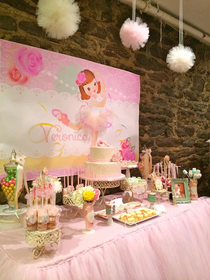 Kara's Party Ideas Sweet Ballerina Themed 1st Birthday Party | Kara's ...