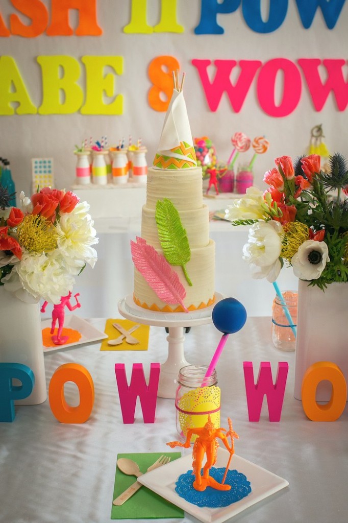 Kara's Party Ideas Neon Pow Wow Birthday Party | Kara's Party Ideas