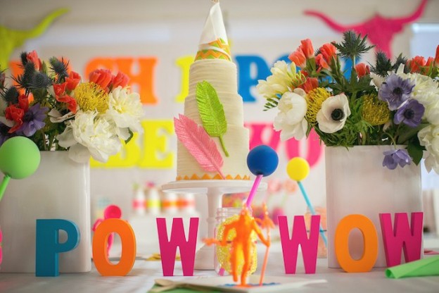 Kara's Party Ideas Neon Pow Wow Birthday Party | Kara's Party Ideas