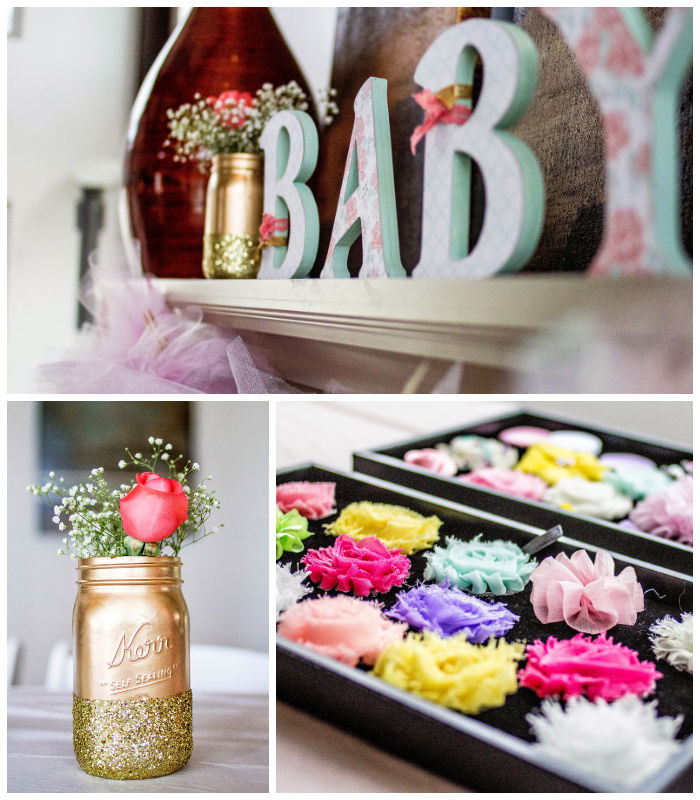 Kara's Party Ideas Pink + Glitter Gold Baby Shower | Kara's Party Ideas