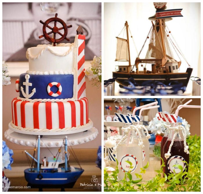 Kara's Party Ideas Nautical + Navy Themed Birthday Party | Kara's Party ...