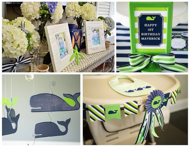 Kara's Party Ideas Green & Blue Preppy Whale Birthday Party | Kara's ...