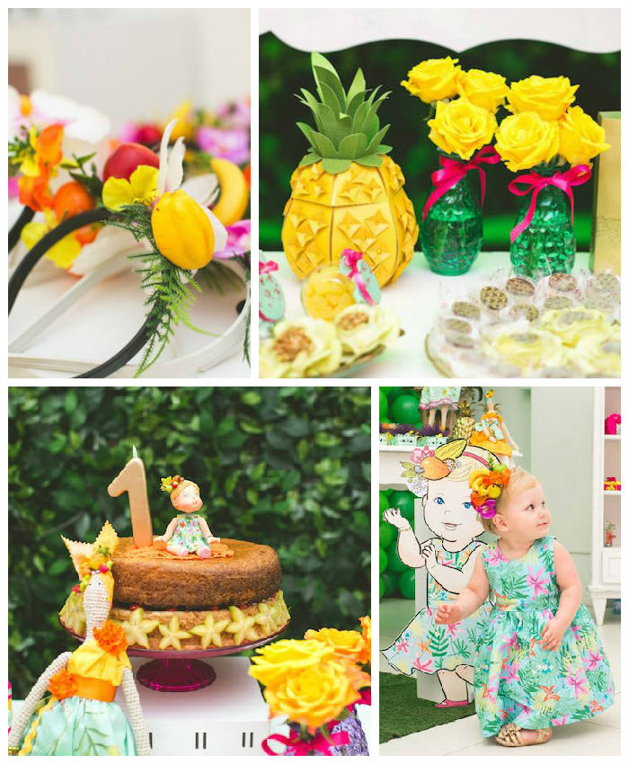 Kara's Party Ideas Tropical Pineapple 1st Birthday Party | Kara's Party ...