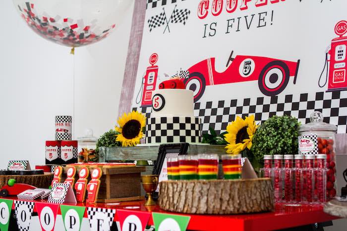 Kara's Party Ideas Race Car 5th Birthday Party | Kara's Party Ideas