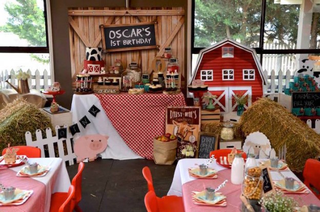 Kara's Party Ideas Rustic Barnyard 1st Birthday Party | Kara's Party Ideas