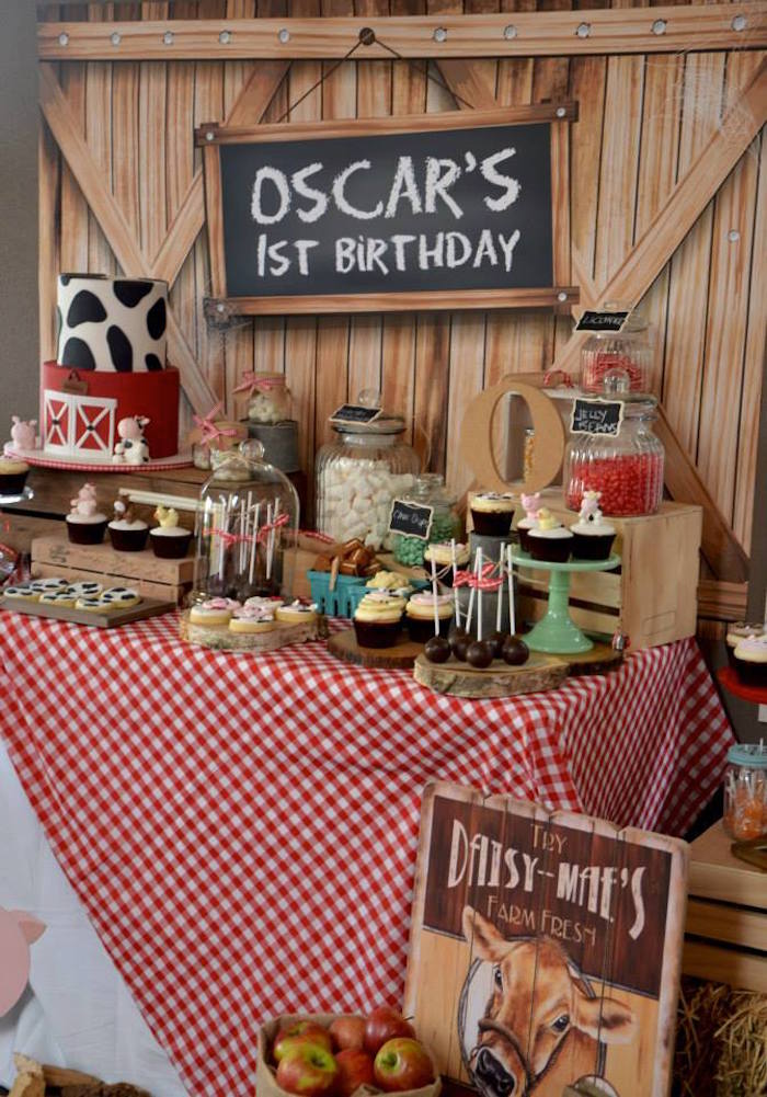 Kara's Party Ideas Rustic Barnyard 1st Birthday Party | Kara's Party Ideas