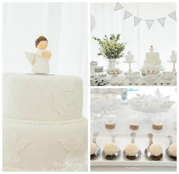 Kara's Party Ideas Elegant White Baptism Dessert Table Party | Kara's ...
