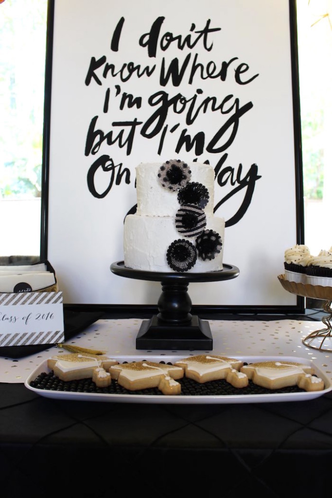 Kara's Party Ideas Black, White + Gold Graduation Party | Kara's Party ...