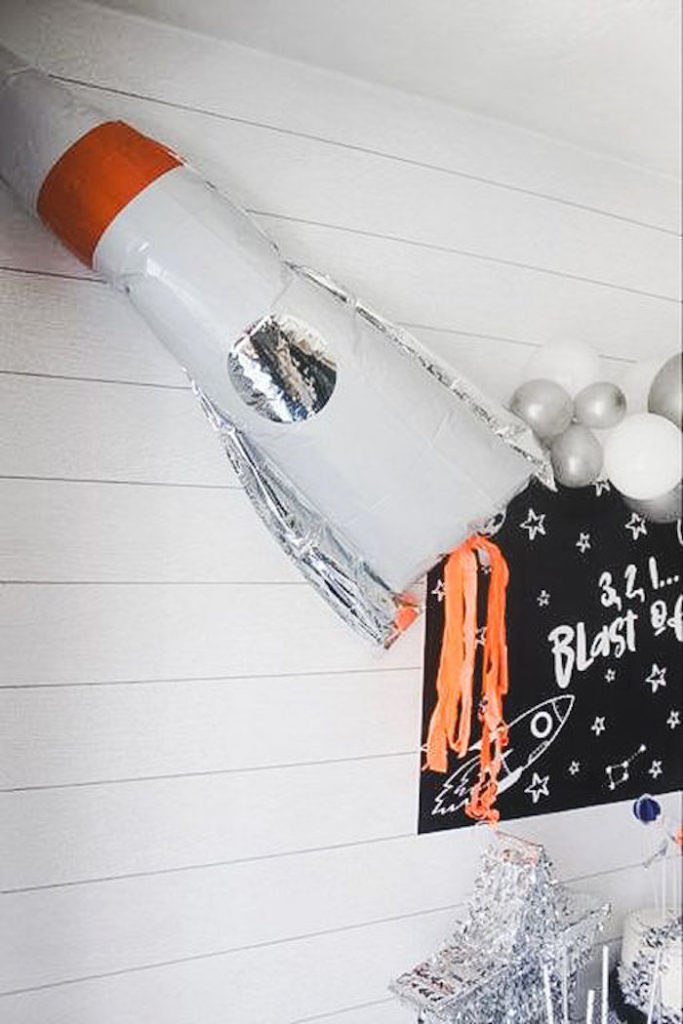 Kara's Party Ideas Monochromatic Space Rocket Party | Kara's Party Ideas