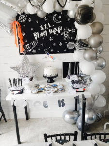 Kara's Party Ideas Monochromatic Space Rocket Party | Kara's Party Ideas