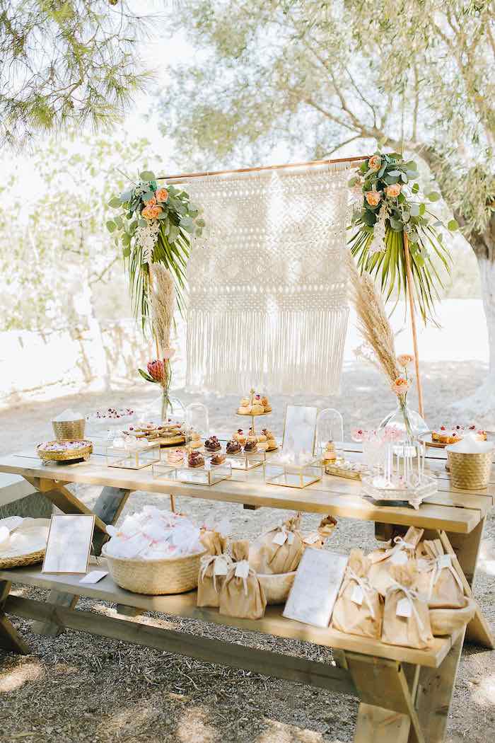 Kara's Party Ideas Muted Boho Garden Christening Party | Kara's Party Ideas