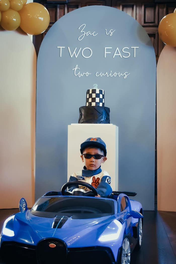 Kara's Party Ideas "Two Fast, Two Curious" Race Car 2nd Birthday Party ...
