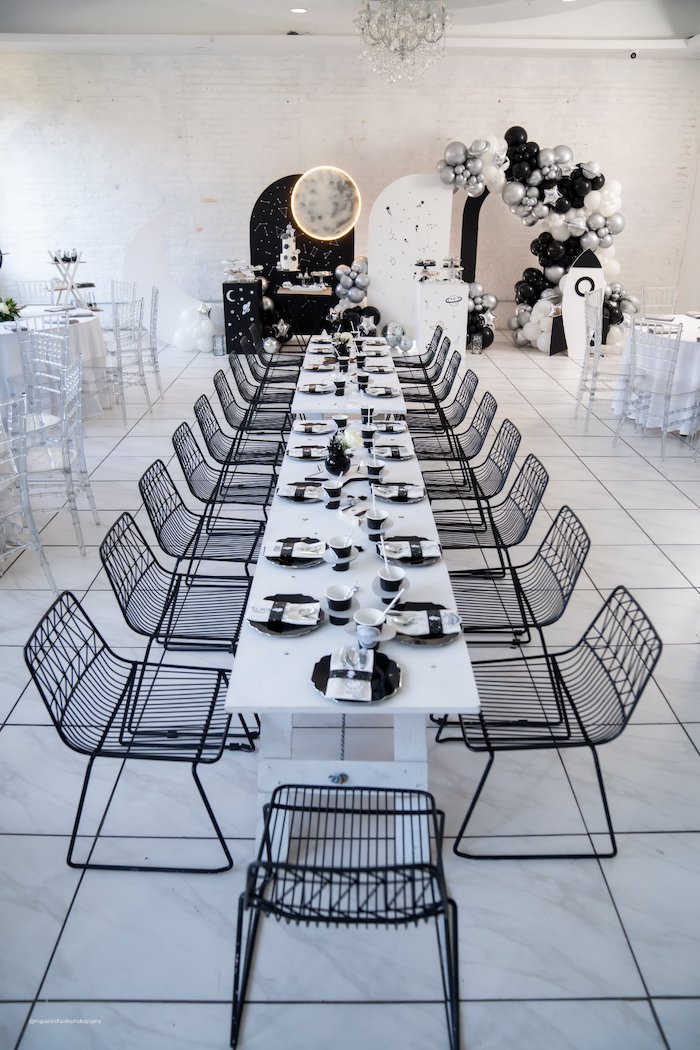 Kara's Party Ideas Monochrome Black & White Space Party | Kara's Party ...